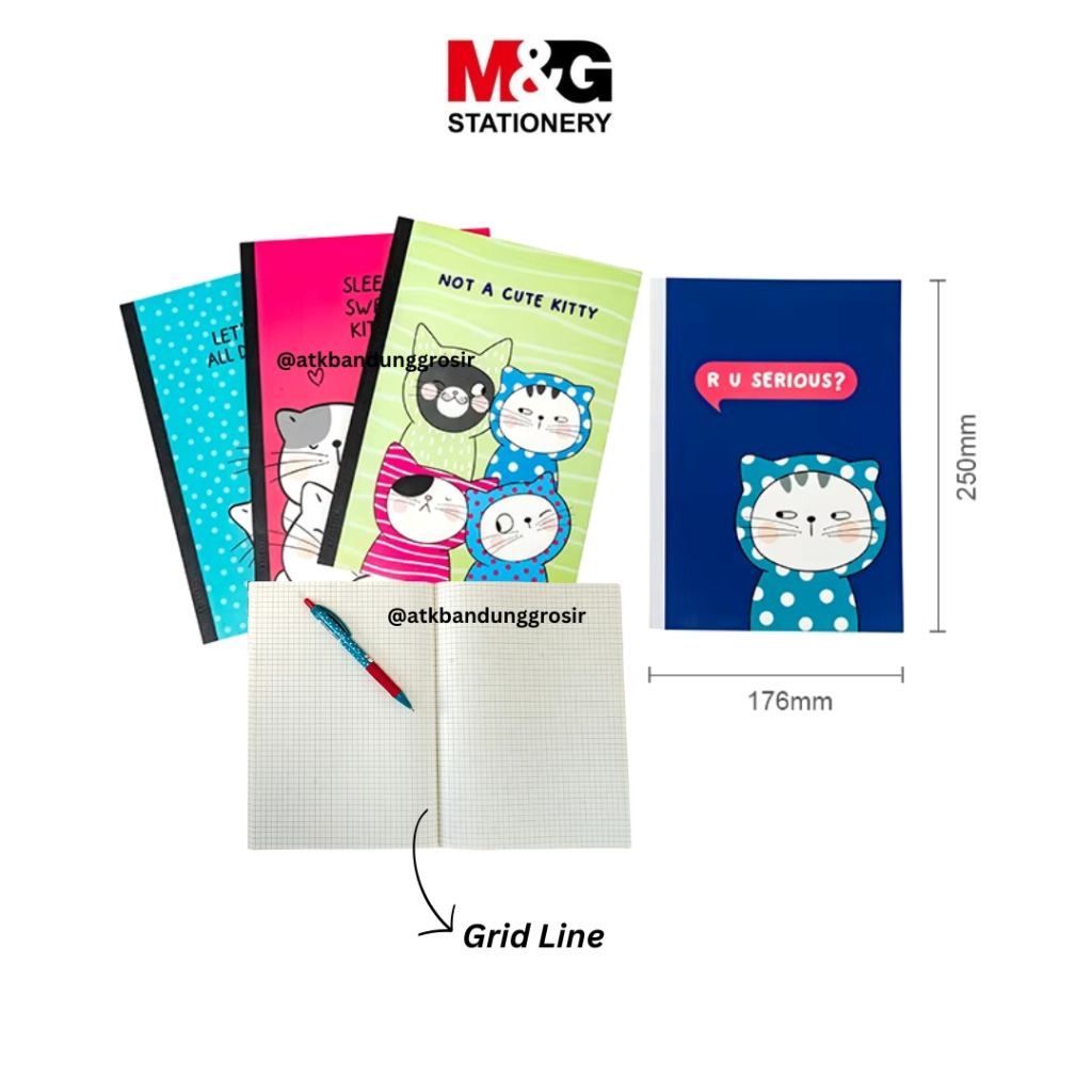 Jual Notebook Grid B5 M&G So Many Cat #APYJRZ06 Buku Kotak Kecil Note ...