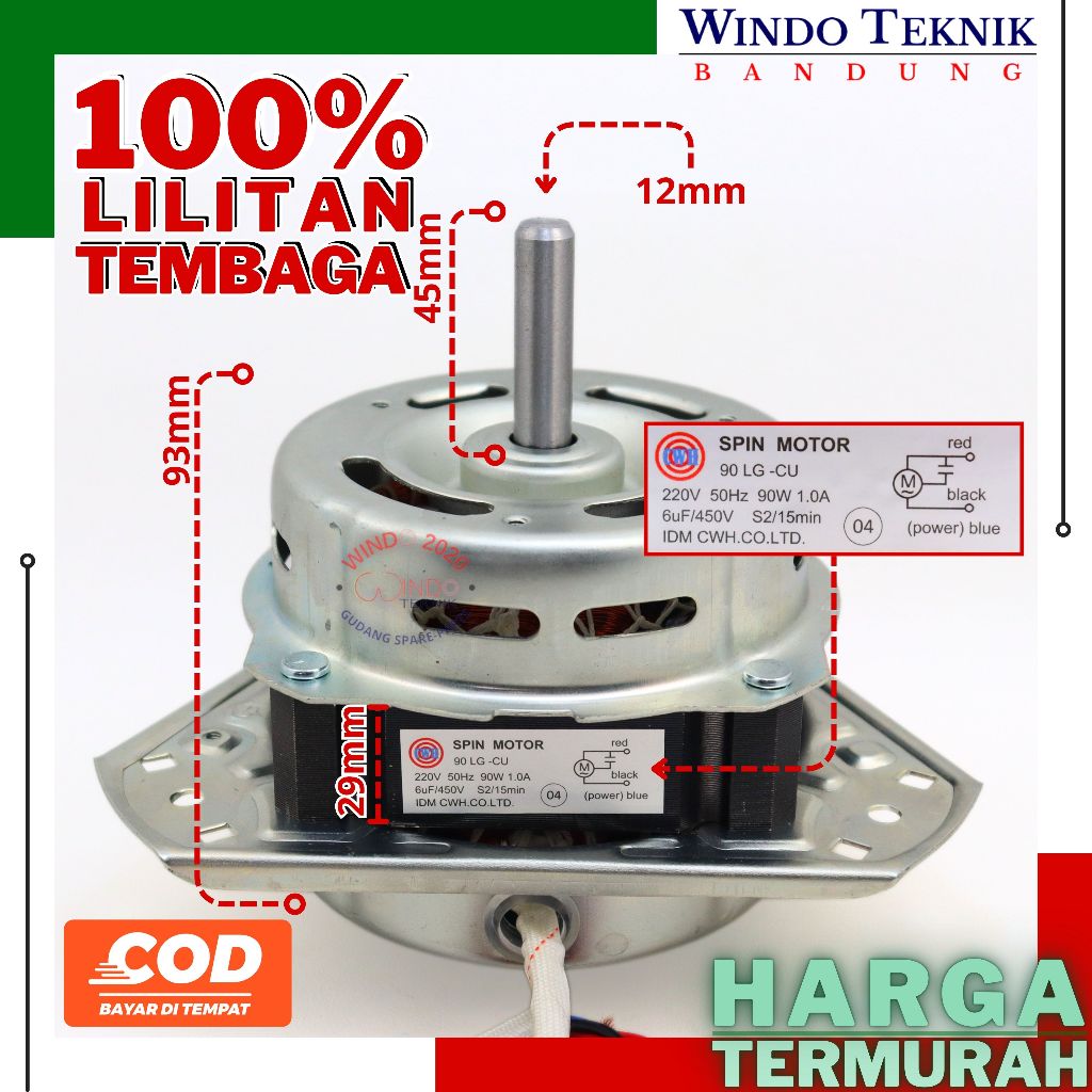 Jual DINAMO SPIN PENGERING 2 TABUNG LG 90WATT | MOTOR DINAMO SPIN MESIN ...