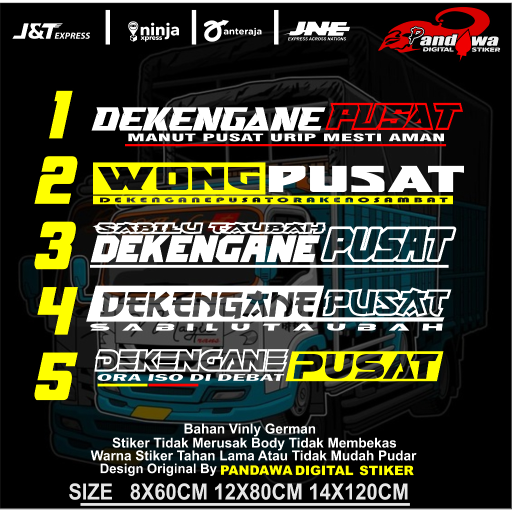 Jual Stiker Truk wong pusat Cutting Sticker Latin Kaca Depan mobil box ...