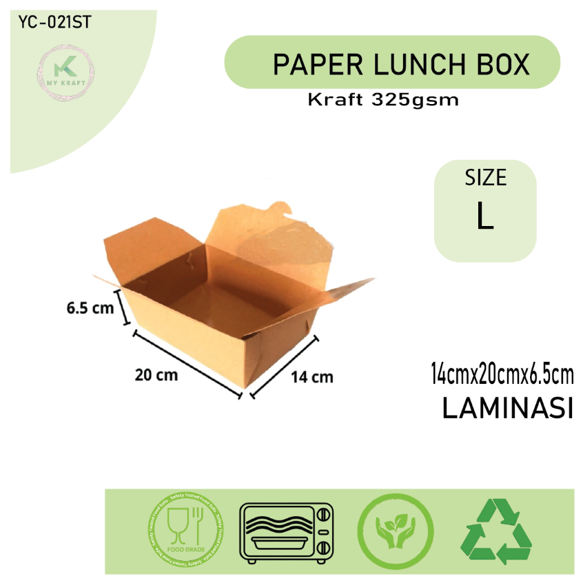 Jual PAPER DELI BOX FOOD (MODEL 1 UKURAN L TYPE: YC-021ST KRAFT 325 GSM ...