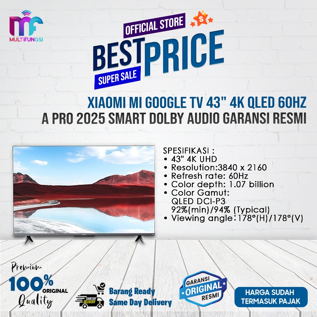 Jual Xiaomi Mi Google TV 43" 4K QLED A Pro 2025 Smart Dolby Audio ...