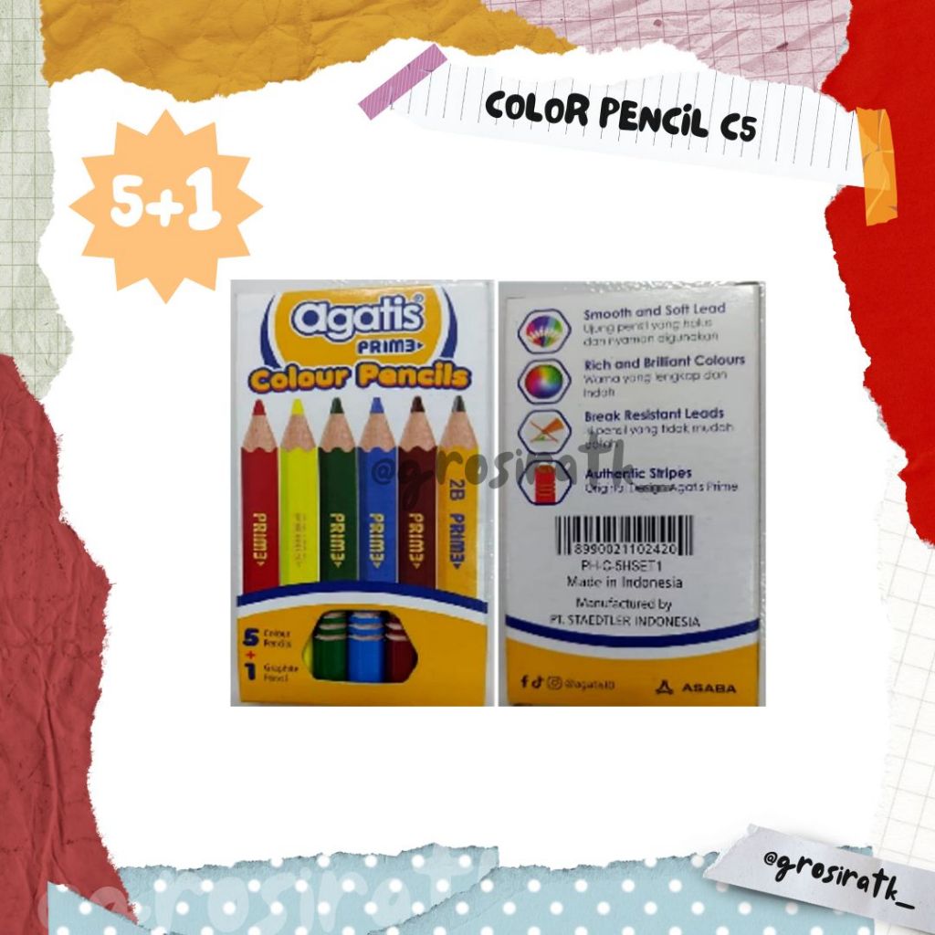 Jual AGATIS PRIME PERMANENT COLOR PENCIL C5 WARNA | Shopee Indonesia