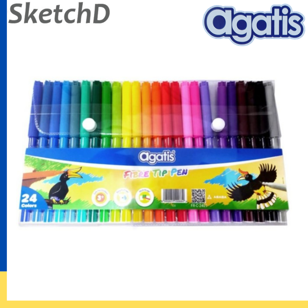 Jual Spidol 24 Warna Agatis Fibre Tip Color Pen | Shopee Indonesia