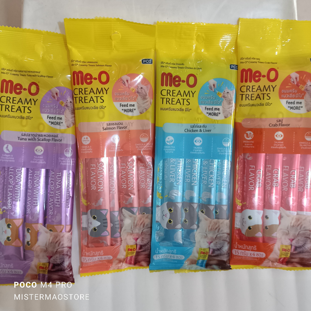 Jual MeO Creamy Treats 15gr x 4 Salmon Crab Tuna Bonito Chicken Flavor ...