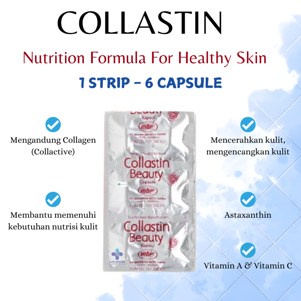 Jual COLLASTIN BEAUTY 1STRIP| collagen 500mg + astaxanthin 2mg | Shopee ...