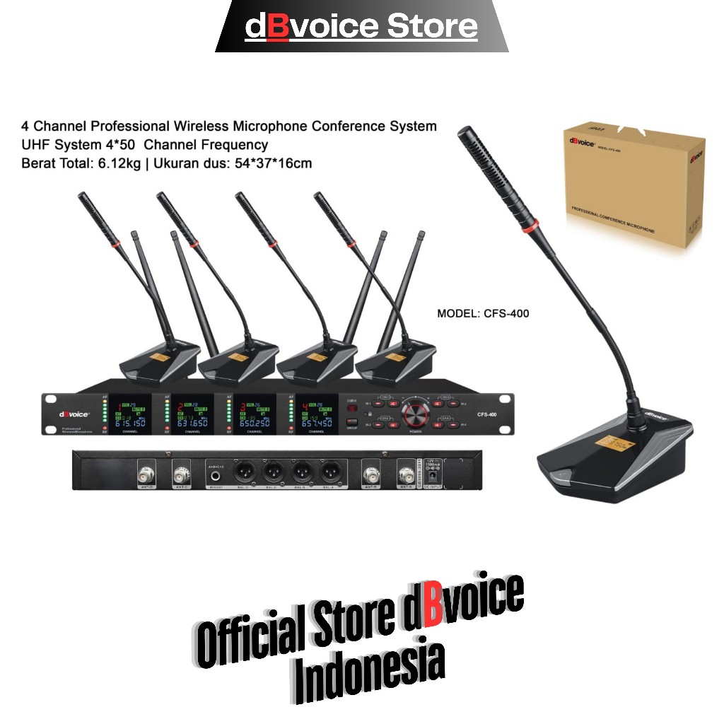 Jual 4CH Professional Wireless Mic Conference dBvoice CFS-400 | Shopee ...