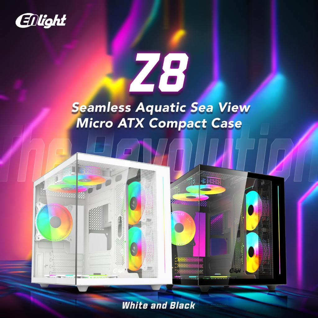 Jual Enlight Z8 gaming case Free 3 Fan RGB included micro atx gaming ...
