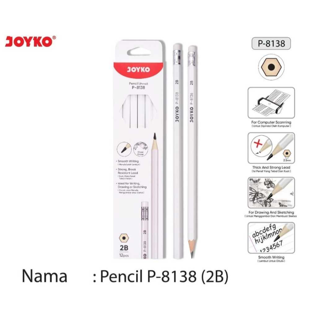 Jual PENSIL 2B JOYKO P - 8138 ( 1 LUSIN ) | Shopee Indonesia