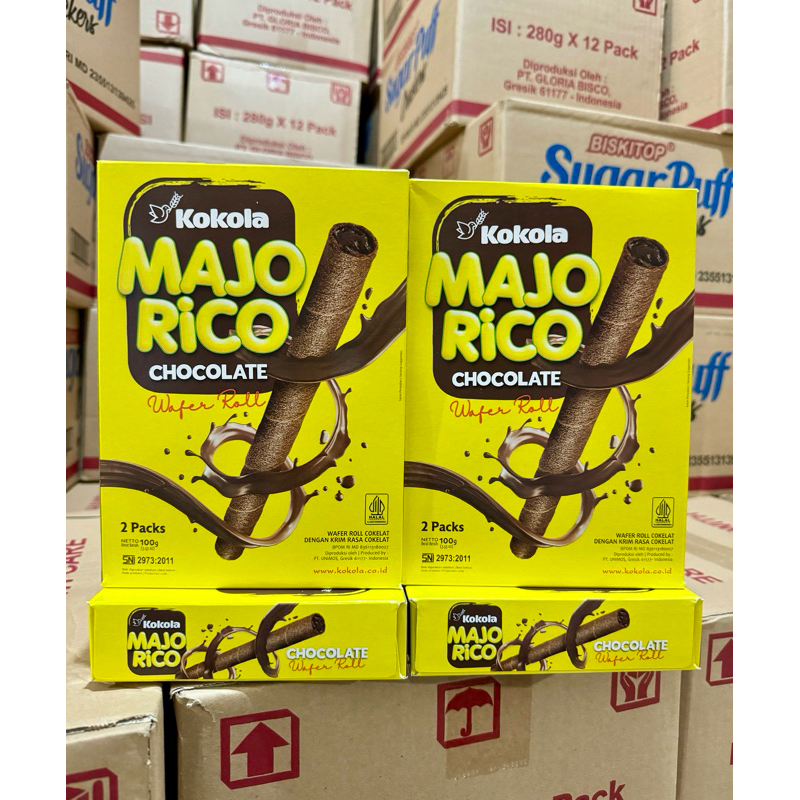 Jual Majorico kokola wafer roll cokelat box 100gr 1 karton isi 24 ...