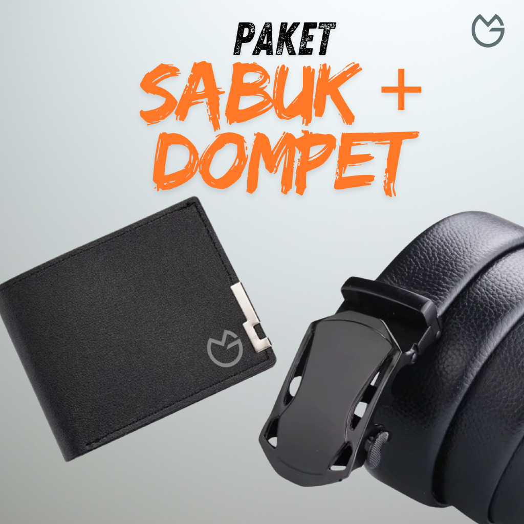 Jual Paket Dompet Sabuk Pria Kado Hadiah DSP1B Kulit Sintesis Hitam ...
