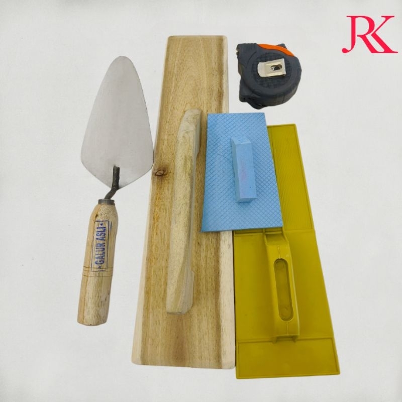 Jual Paket 5 Pcs Alat Tukang Bangunan Sendok Semen Roskam Meteran ...
