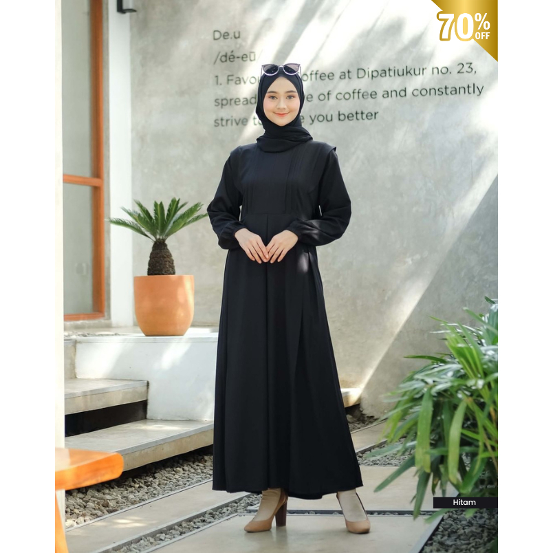 Jual Dekha Syari Gamis Wanita Remaja Crinkle Premium Dress Warna Hitam ...