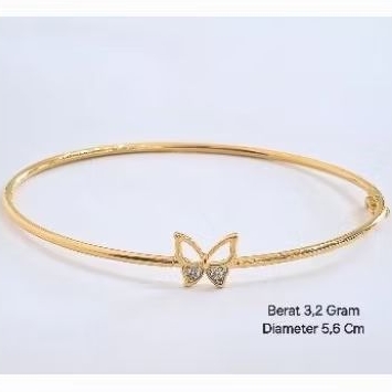 Jual Gelang Bangle Emas Cantik Model Kupu Mata Diamond Kadar 16K (700 ...
