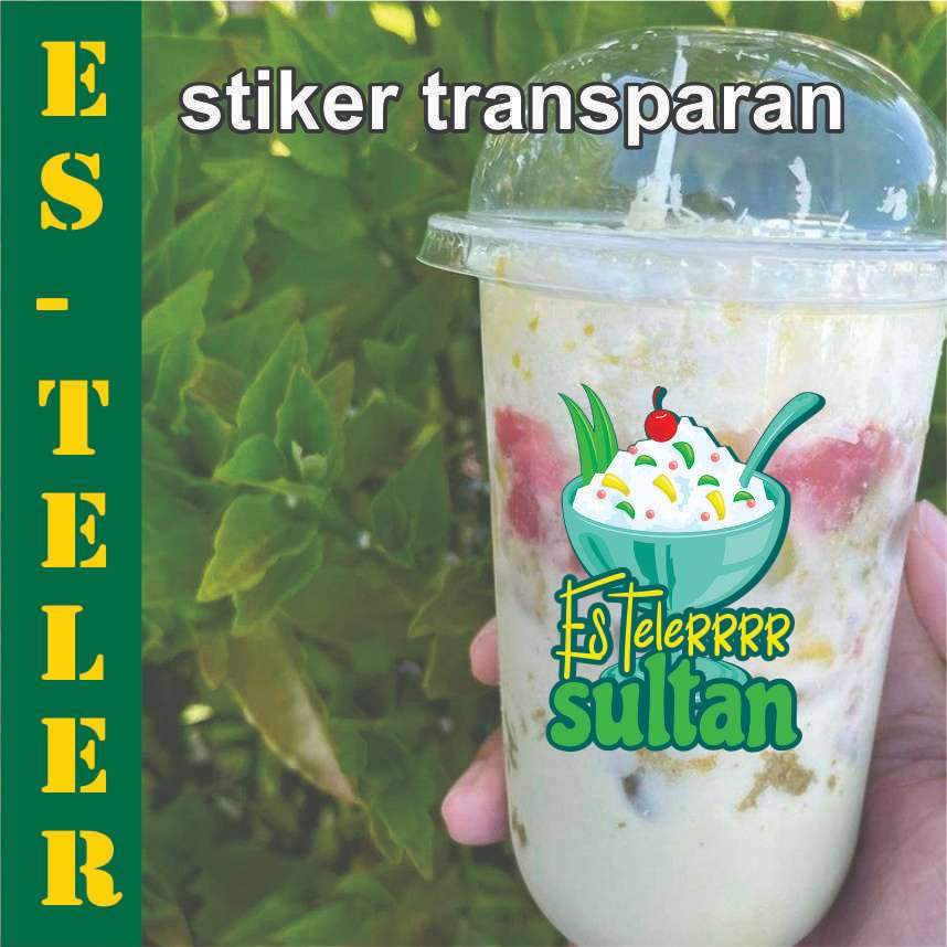 Jual stiker trasparan ES TELER VIRAL 100 PCS | Shopee Indonesia