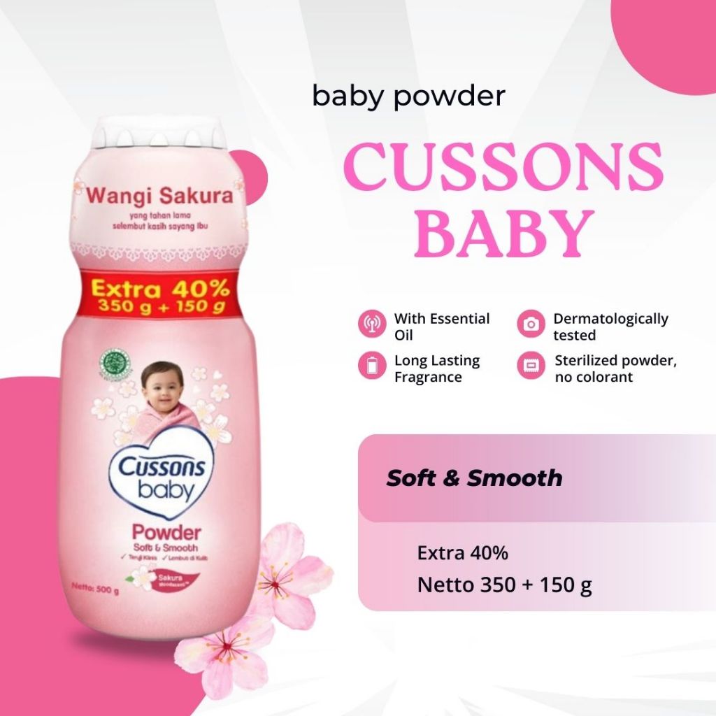 Jual CUSSONS Baby Powder Soft & Smooth SAKURA Extra 40% 350+150g ...