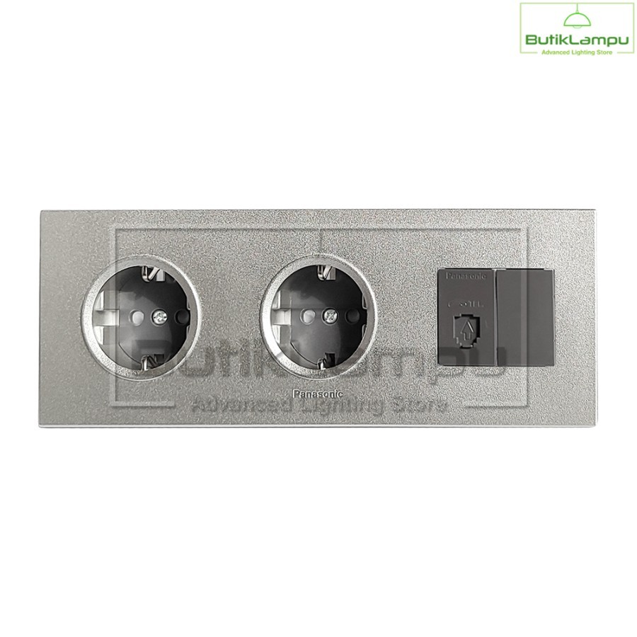 Jual Stop Kontak CP Double + Outlet Telepon Panasonic Style Silver ...