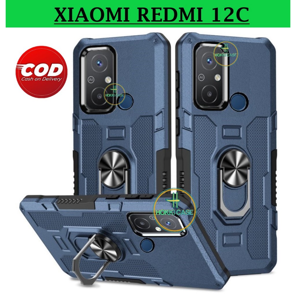 Jual Casing untuk XIAOMI REDMI 12C Premium Hard Case Ring Armor Robot ...