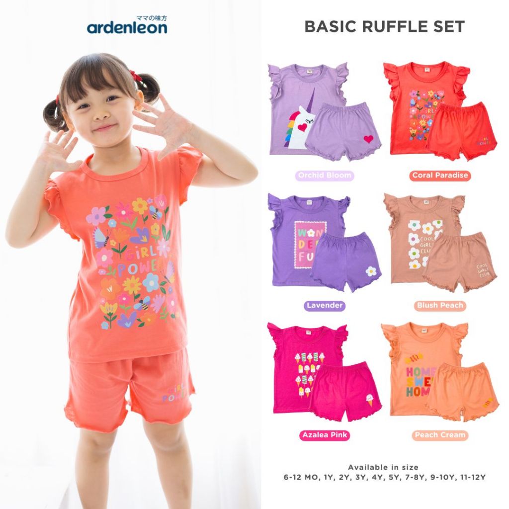Jual ARDENLEON Setelan Anak Perempuan Basic Ruffle Set | Shopee Indonesia