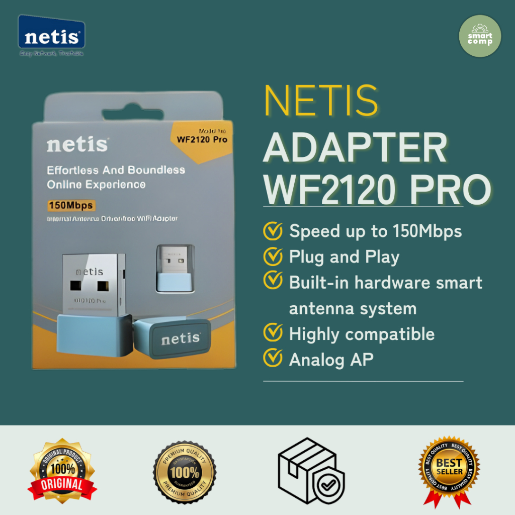 Jual NETIS WF2120 Pro USB Adapter Wifi 150Mbps Netis WF2120 Pro For PC/Laptop | Shopee Indonesia