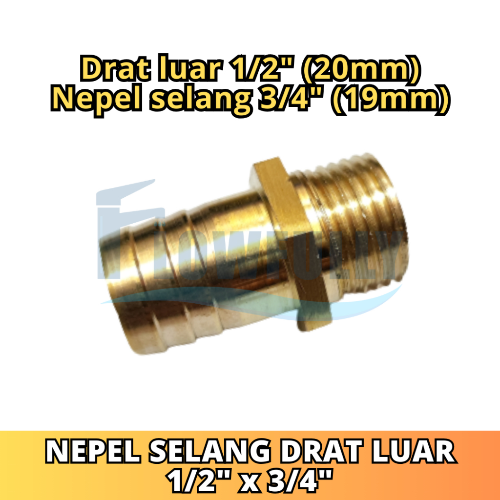 Jual NEPEL SELANG DRAT LUAR 1/2 X 3/4 INCH KUNINGAN SAMBUNGAN DRAT LUAR | Shopee Indonesia