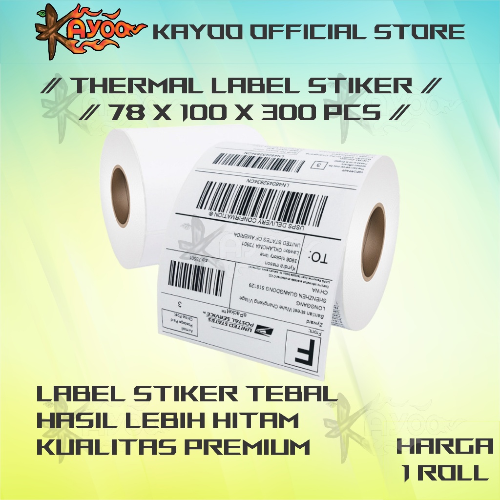 Jual KERTAS THERMAL STIKER LABEL RESI STICKER LABEL BARCODE ROLL UKURAN A6 78X100 MM ISI 300PCS ...