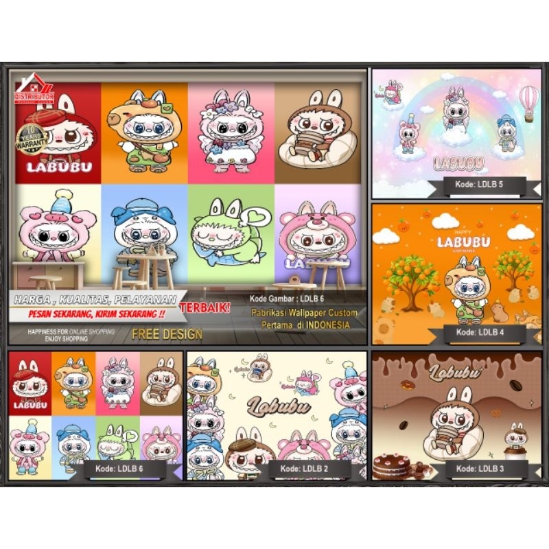 Jual Wallpaper Custom 3D Tema Labubu | Wallpaper anak | Wallpaper ...
