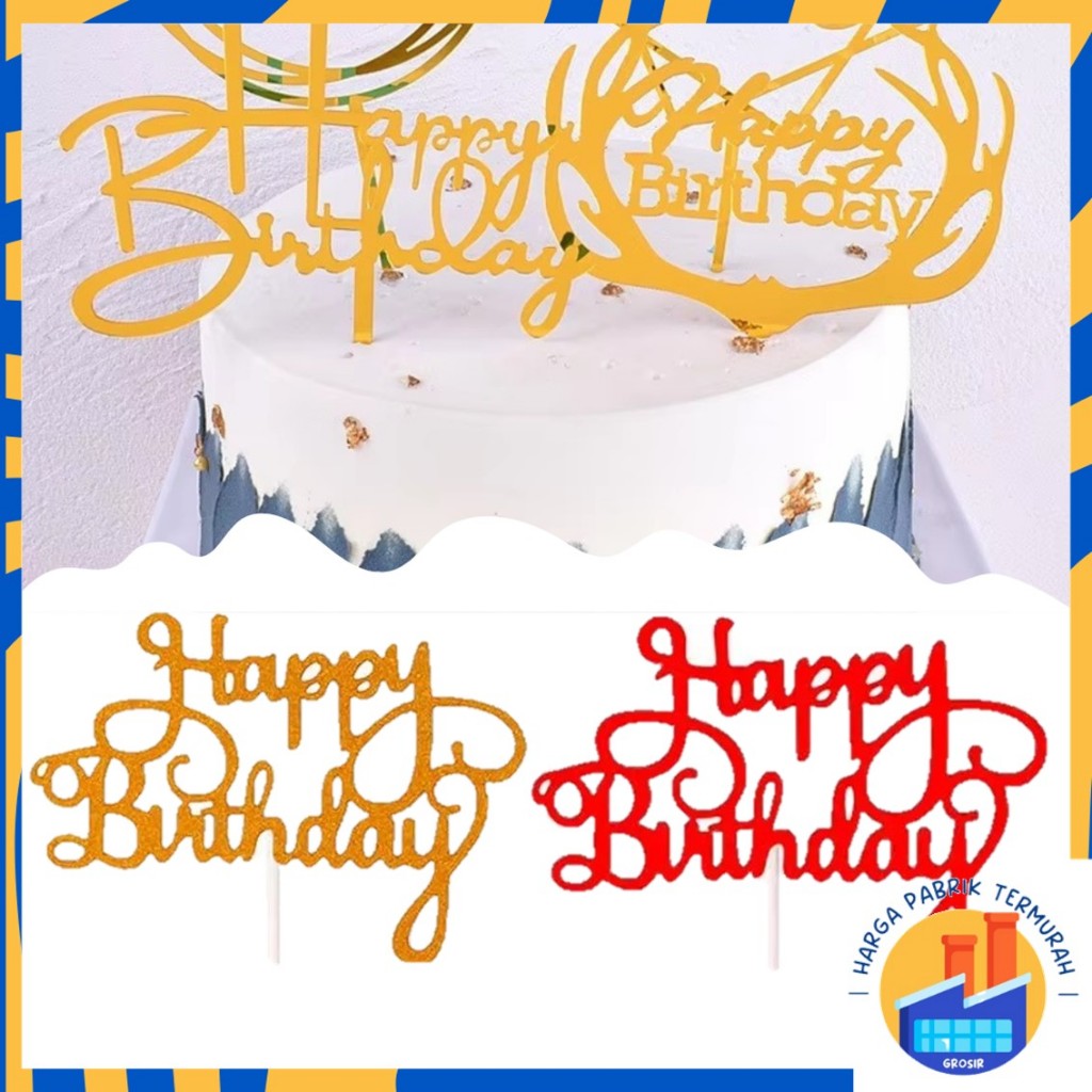 Jual HPT Topper Cake Happy Birthday Bahan Akrilik Hiasan Kue Ulang Tahun Acrylic Dekorasi ...