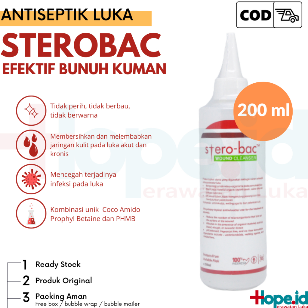 Jual Sterobac 200 ml Antiseptik Luka Tanpa Perih | PHMB | Shopee Indonesia