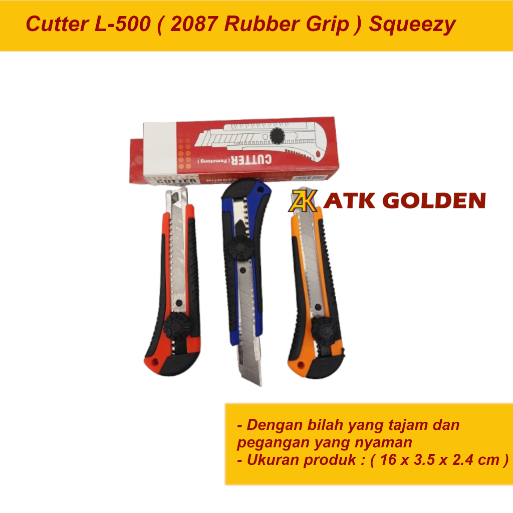 Jual Cutter L-500 ( 2087 Rubber Grip ) Squeezy | Shopee Indonesia