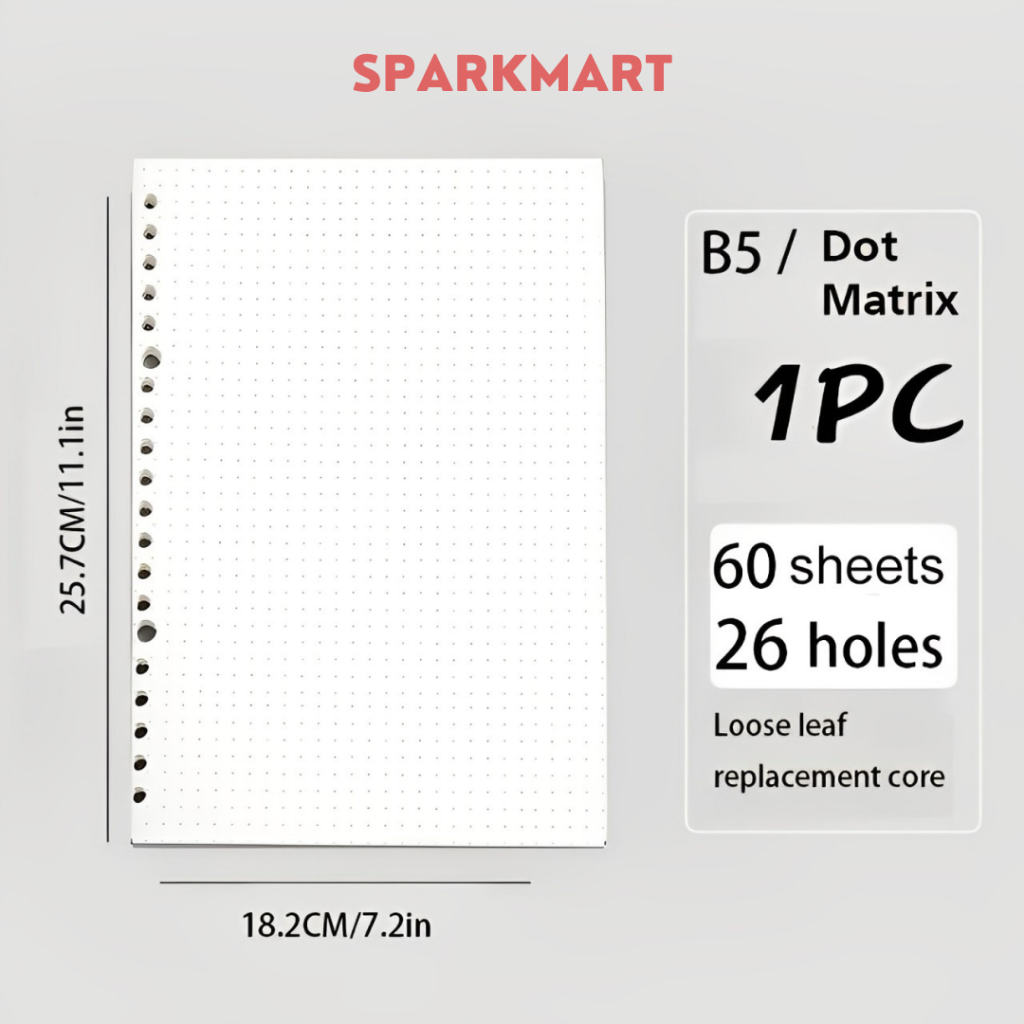 Jual Kertas Binder B5 26 Lubang Isi Ulang Buku Binder Loose Leaf Paper 60 Sheets Dot Matrix ...