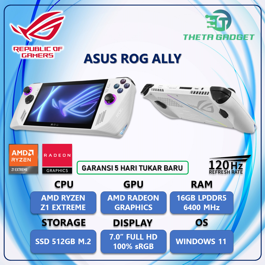 Jual Asus ROG Ally AMD Z1 Extreme 16Gb 512Gb Radeon Graphics 7.0" Full HD 100% sRGB 120Hz Win11 ...