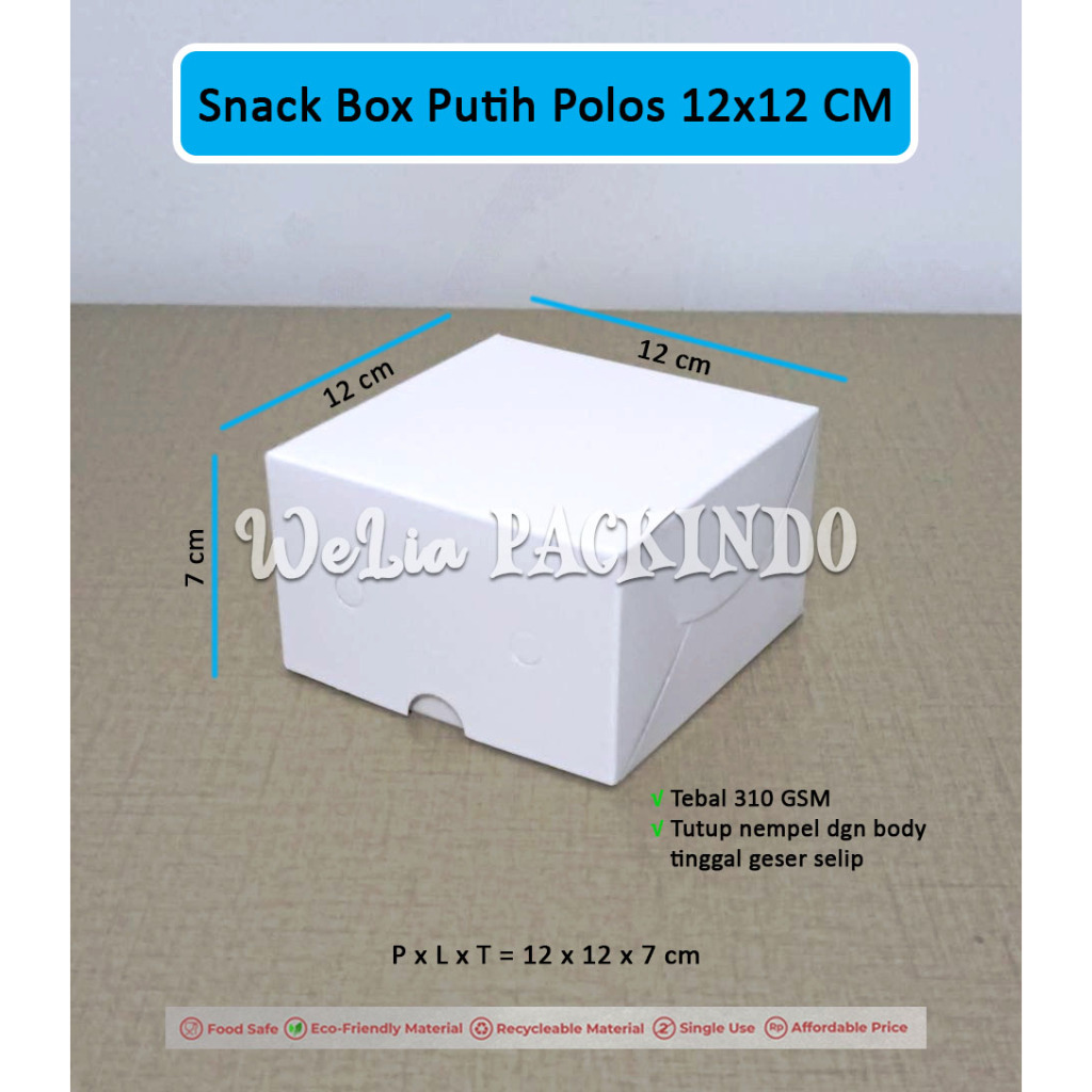 Jual [1 PCS] Snack Box 12x12 Motif Putih Polos / Kotak Kue / Dus ...