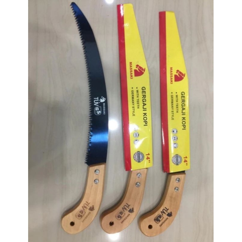 Jual gergaji kopi MASSAKI 14 inchi gergaji tunas dahan ranting pohon lengkung 35cm gagang kayu ...