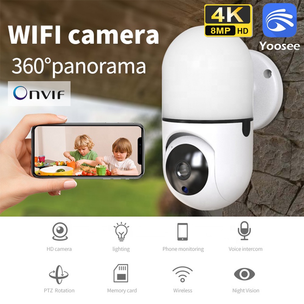 Jual CCTV IP Kamera Wifi Lampu dinding Pencahayaan Onvif 360° PTZ ...