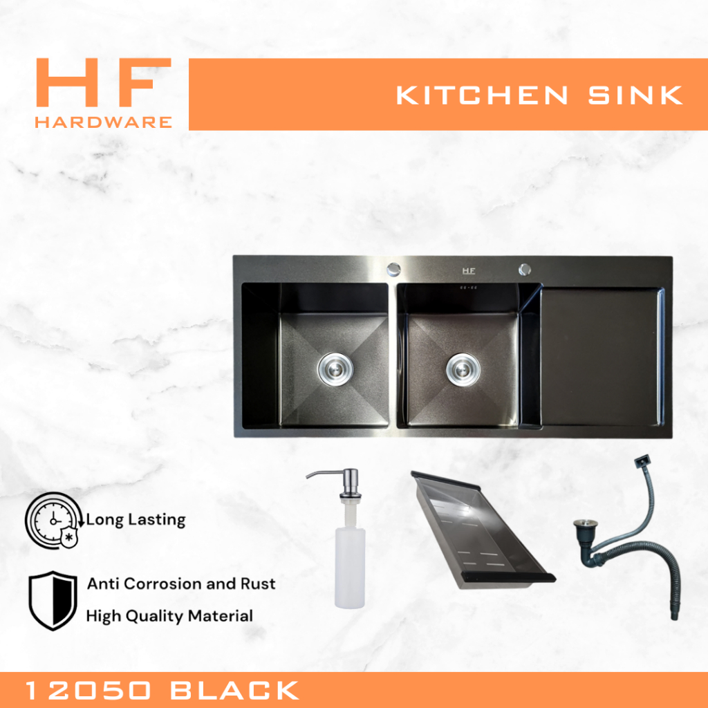 Jual HF HARDWARE 12050 Bak Cuci Piring Kitchen Sink Dapur Satin Black ...
