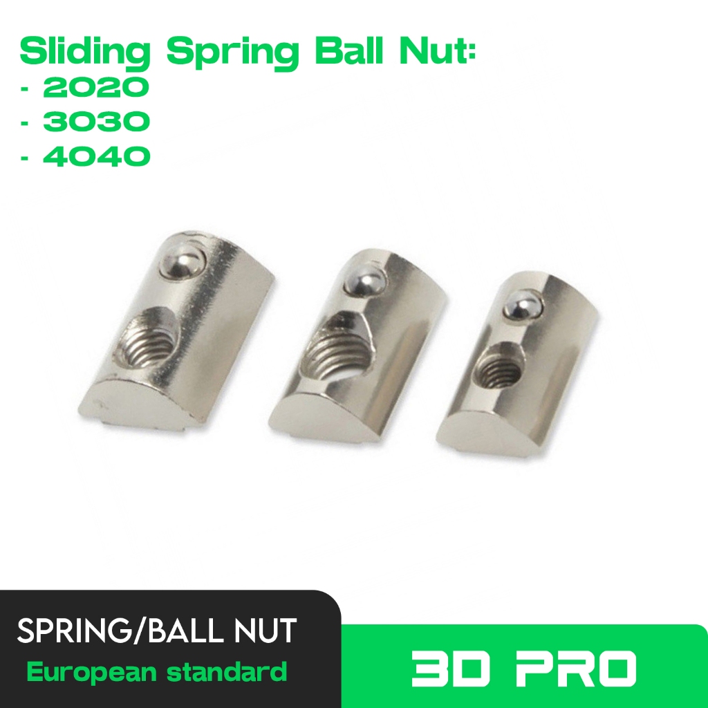 Jual Spring ball nut 20 30 40 M3 M4 M5 M6 M8 Aluminium Profile 2020 3030 4040 Tee Spring Ball ...