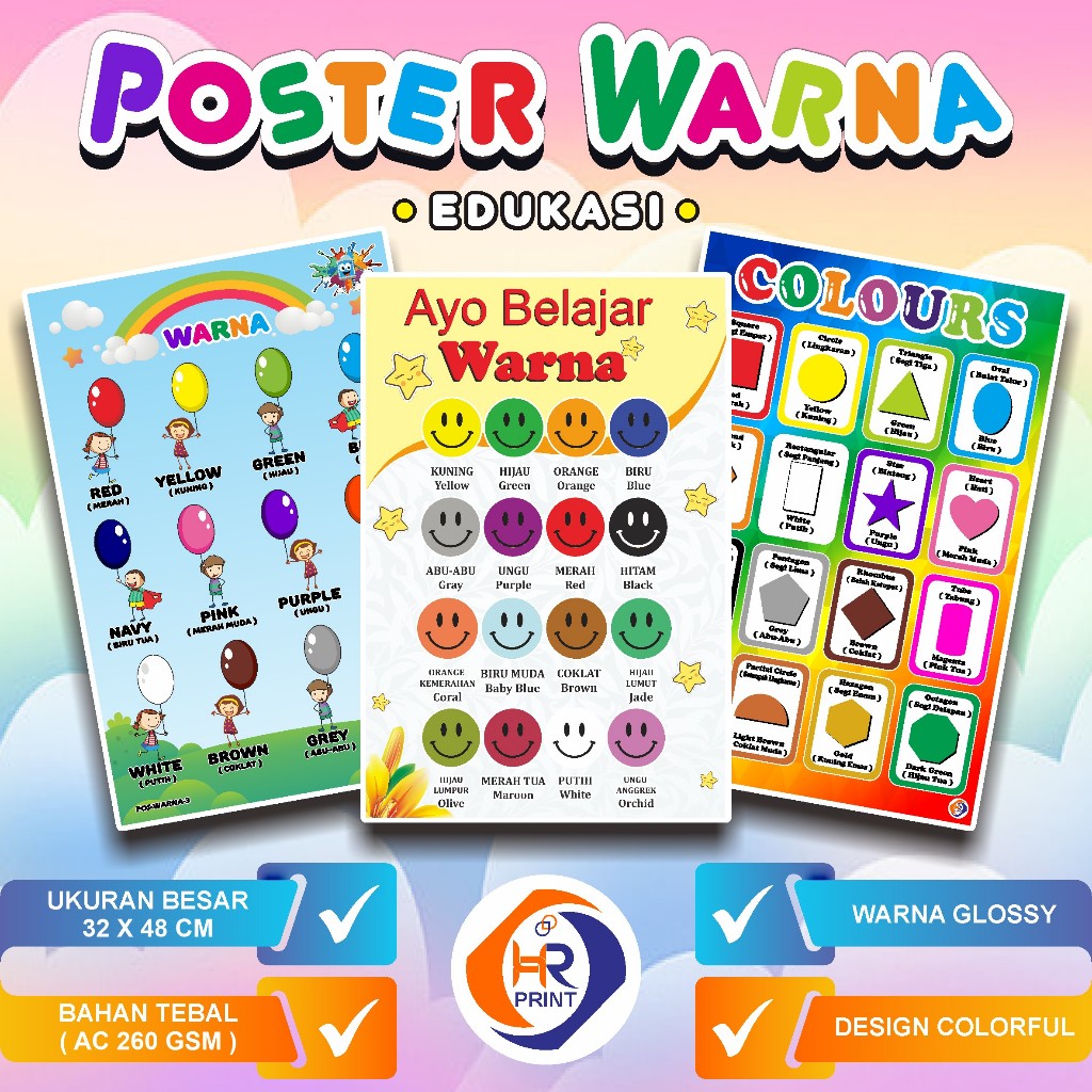 Jual Poster Warna - Poster Color - Poster Edukasi Anak Mengenal Warna ...