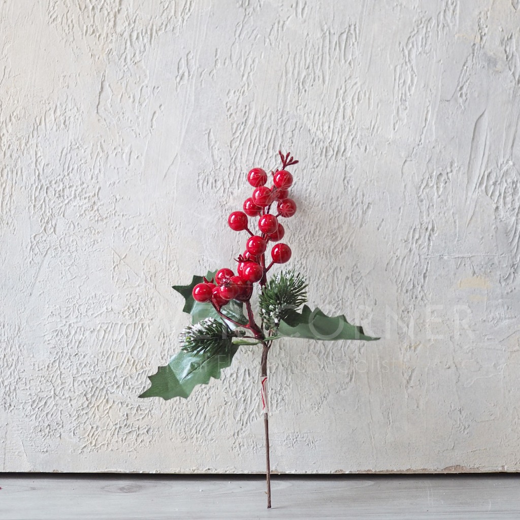 Jual Bunga Artificial Natal Berry Mistletoe Tangkai Pendek (B24157 ...