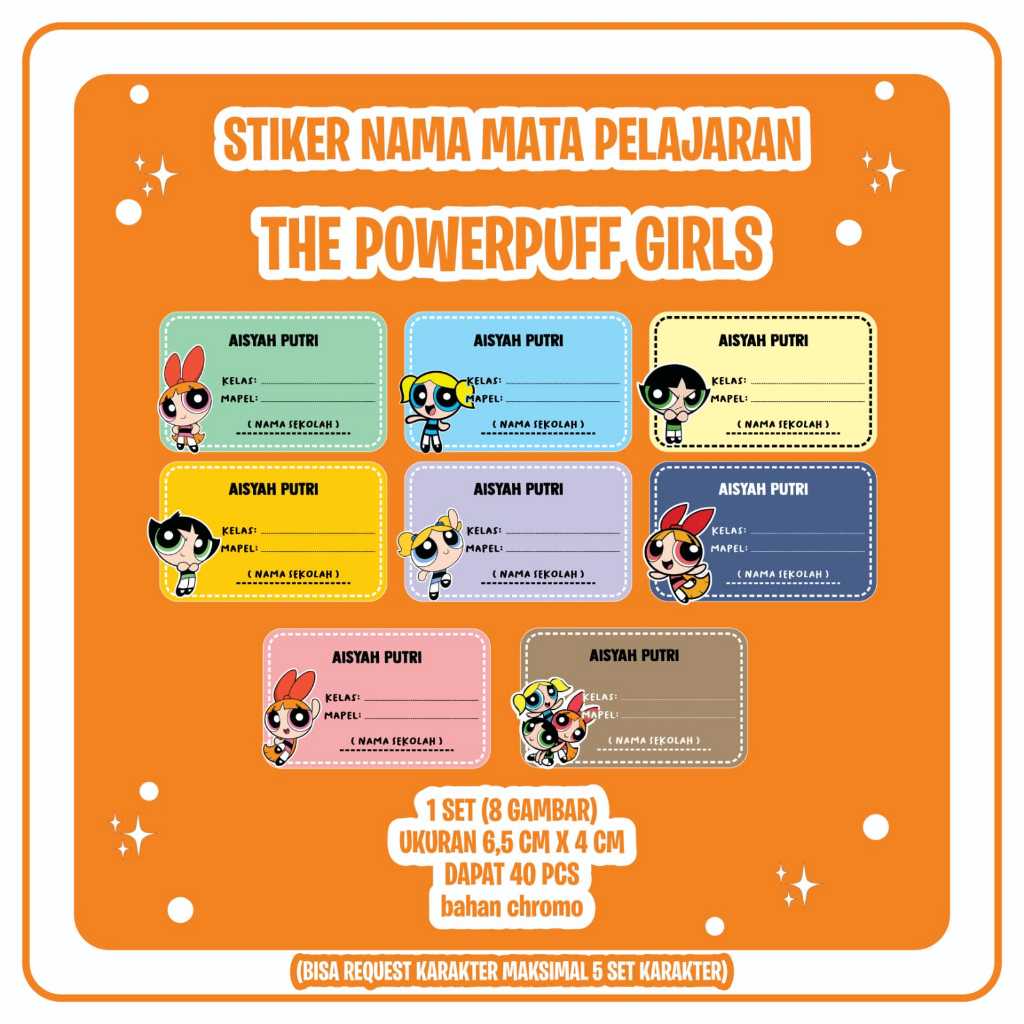 Jual STIKER LABEL NAMA PELAJARAN KARAKTER ISI 40PCS | STIKER LABEL NAMA ...