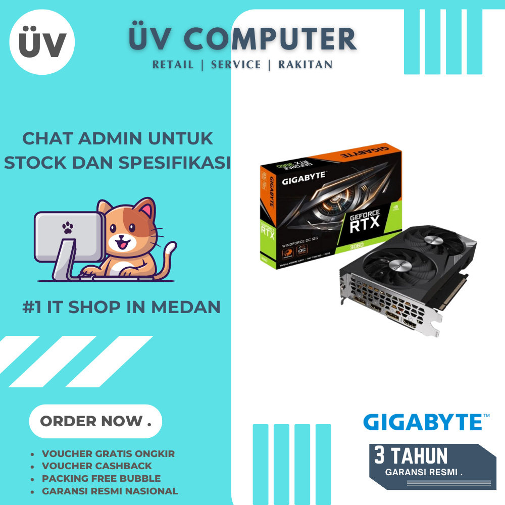 Jual VGA Nvidia Geforce | Gigabyte RTX 3060 Windforce OC 12GB DDR6 ...