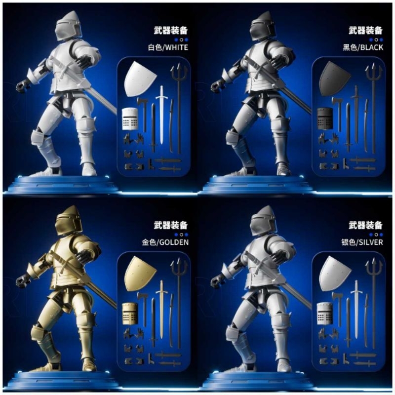 Jual Action figure Titan dummy 13 medieval knight gold silver black ...