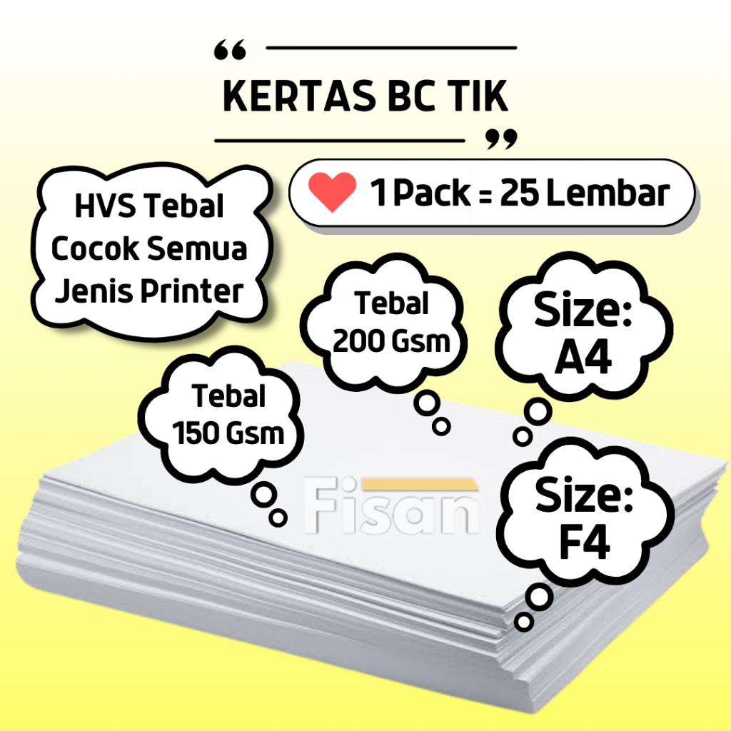 Jual 25 Lembar Kertas BC Brief Card Tik A4 150 200 Gsm | Shopee Indonesia