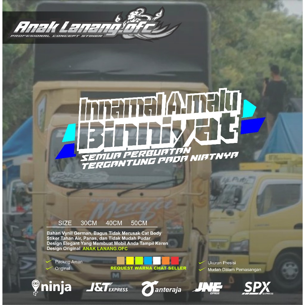Jual Stiker kaca truk pickup innamal a’malu binniyat cutting stiker ...