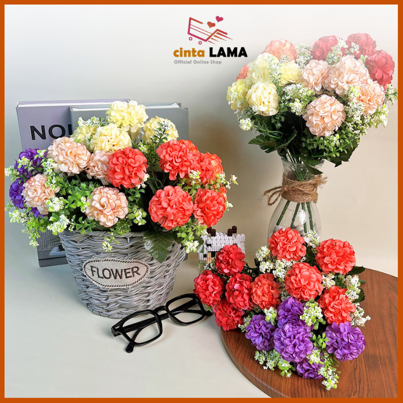 Jual Artificial Flower Dianthus Bunga Tangkai Tanaman Hias Bouquet ...