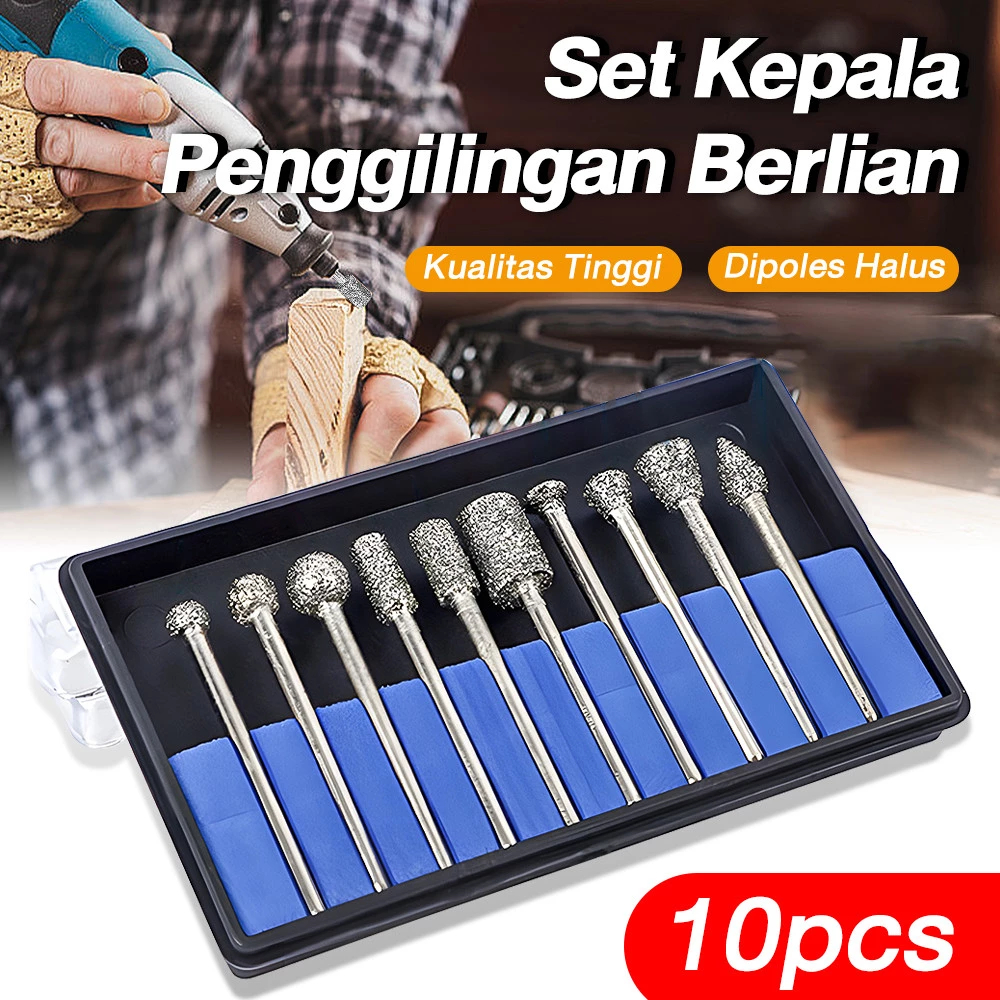 Jual mata bor tuner cuner porting set 3*6mm 10pcs berlian kikir putar ...