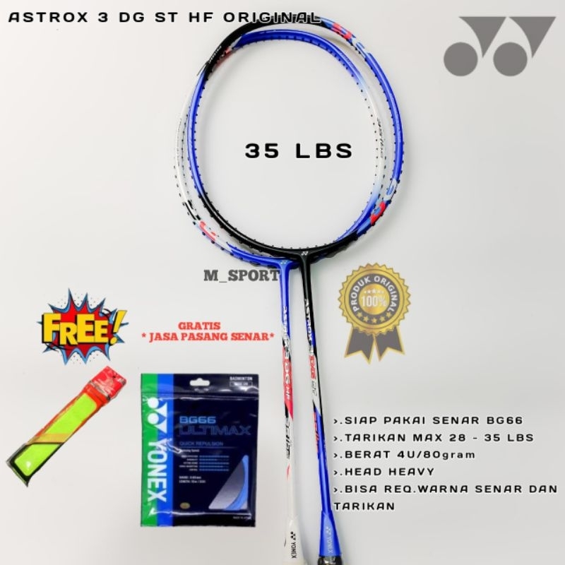 Jual Raket Badminton YONEX ASTROX 3 DG HF ST Original 35 Lbs | Shopee Indonesia