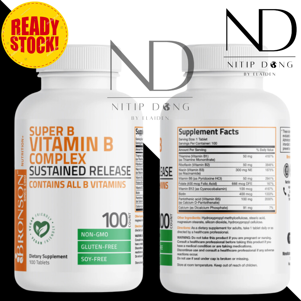 Jual Vitamin B Complex Bronson B1 B2 B3 B5 B6 B12 - 100 Tablets ...