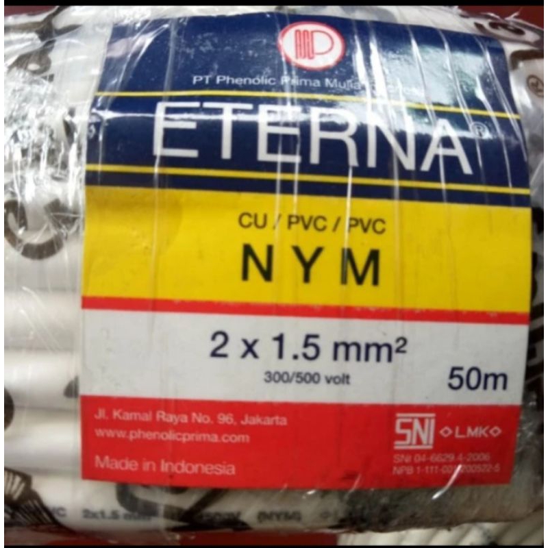Jual Kabel Eterna NYM 2x1.5 Putih Permeter/ Kawat Tunggal Meteran | Shopee Indonesia
