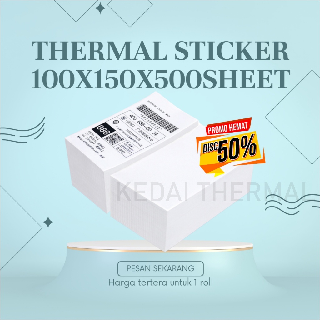 Jual KERTAS LABEL THERMAL STIKER RESI STICKER LABEL BARCODE LIPAT UKURAN A6 100X150 MM ISI ...