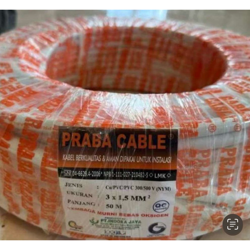 Jual Kabel Listrik NYM 3X1,5 Praba Isi 50 Meter SNI LMK Tembaga Murni ...